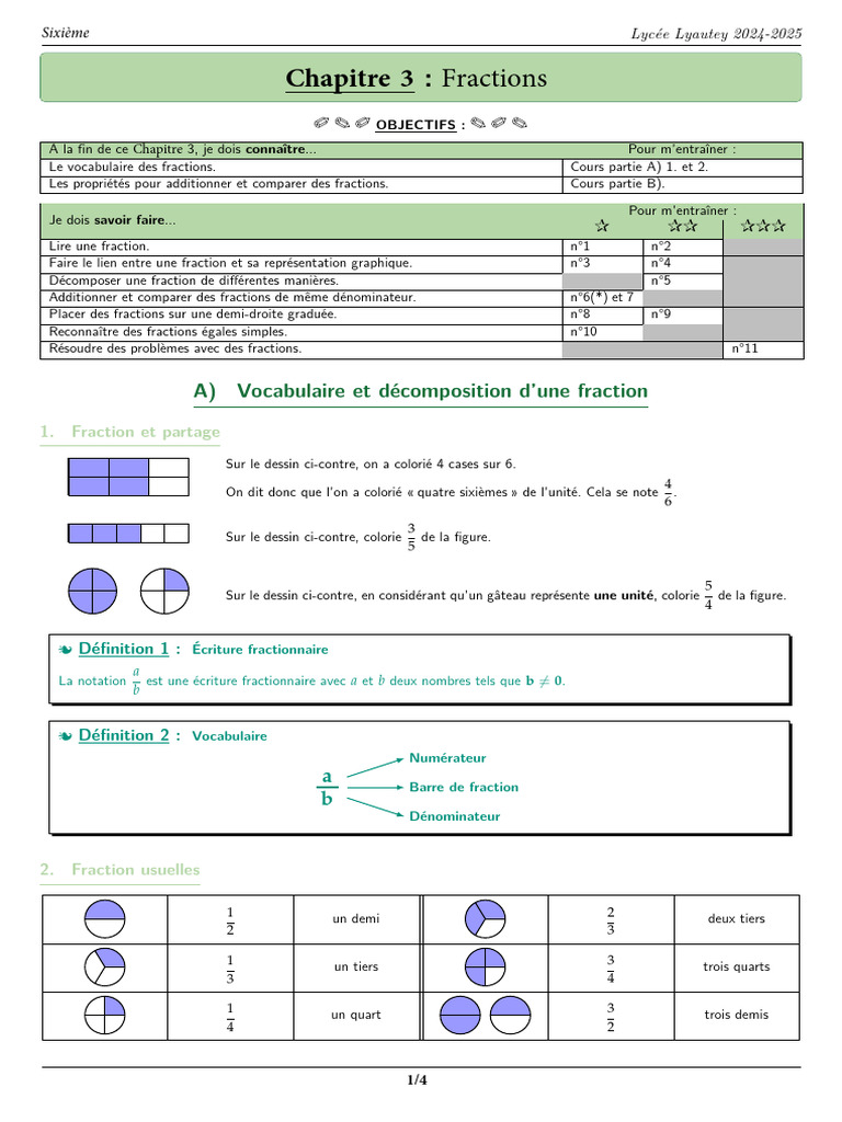 6 Fractions Cours Prof | PDF