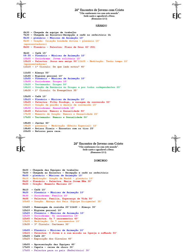 Roteiro Ejc 2024 | PDF