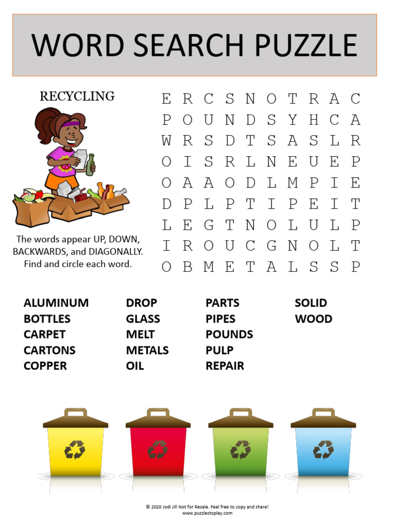 Recycling Word Search Puzzle File | PDF