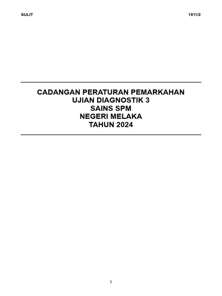 Cadangan Peraturan Permarkahan Ud3 Sains Melaka 2024 | PDF