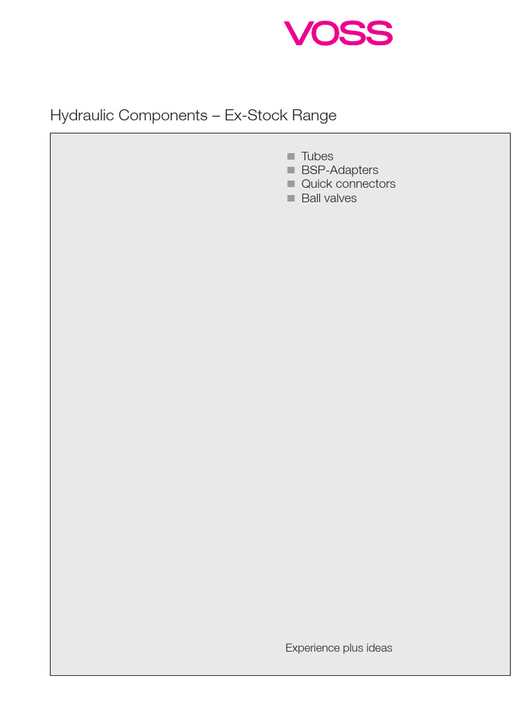 Voss Hydraulic Components Ex Stock Range | PDF | Valve | Electrical ...