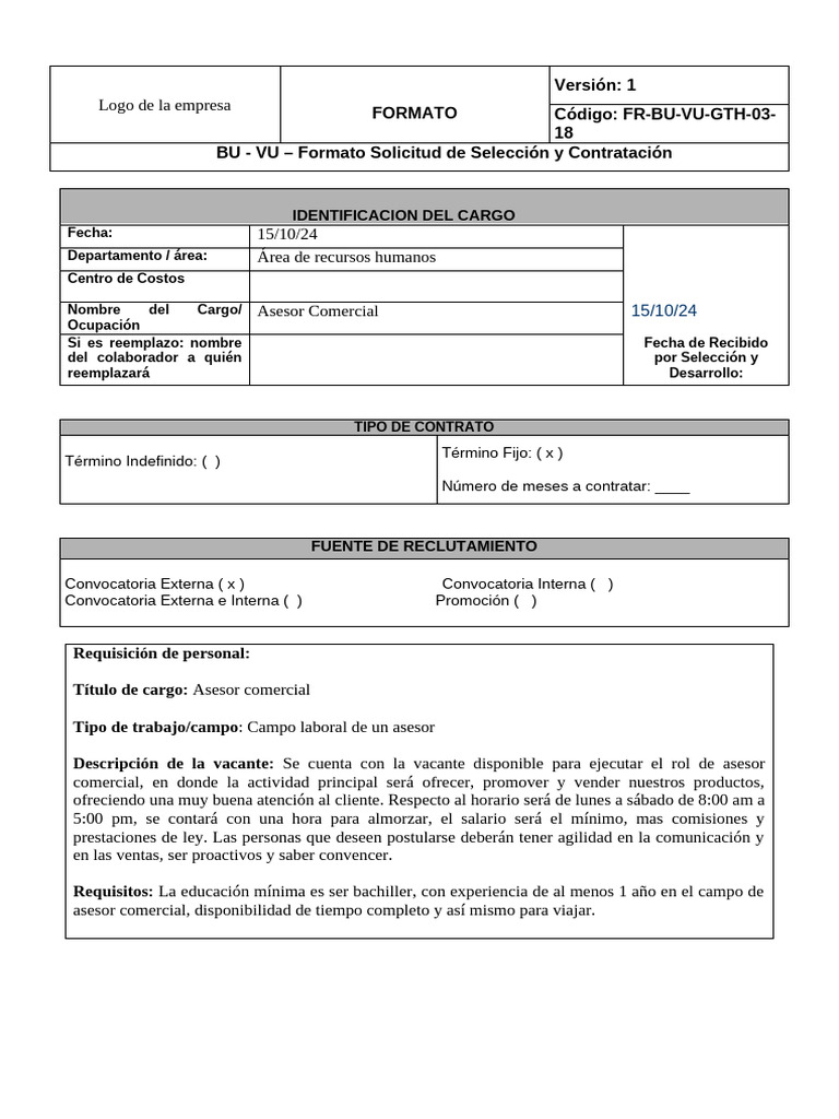 Formato Solicitud de Selección SOFIA SUAREZ | PDF