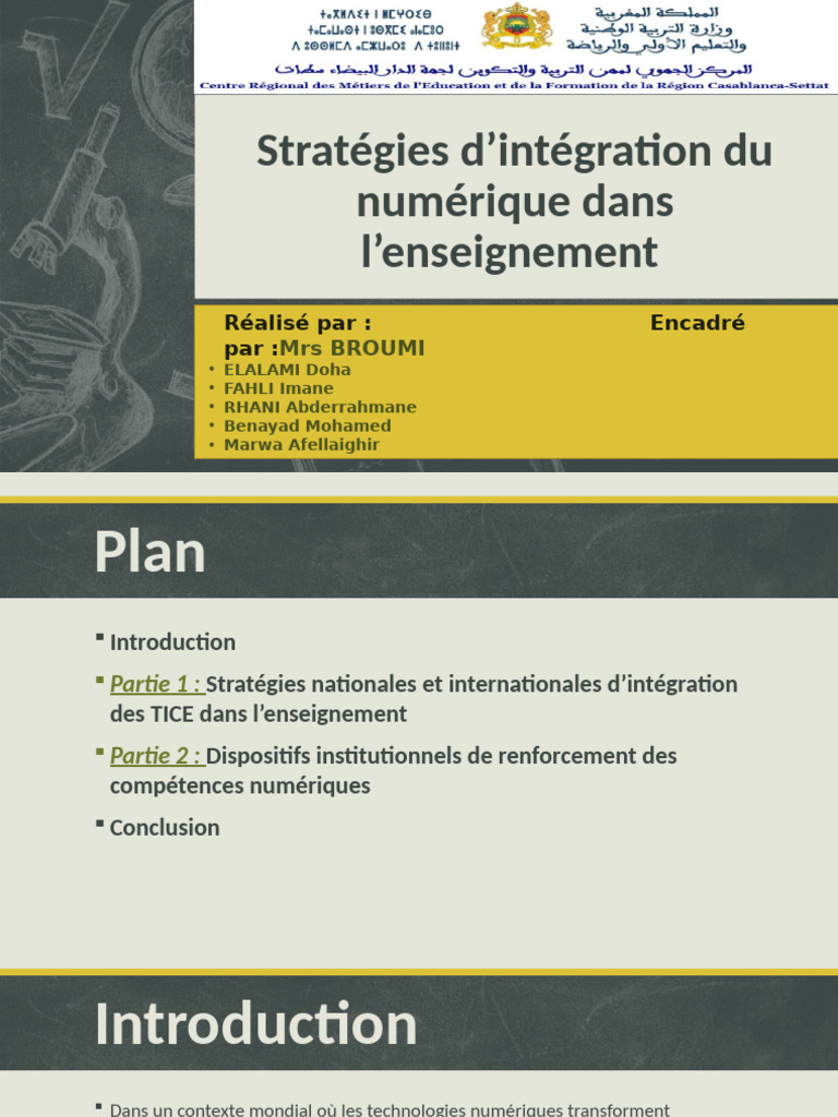 Stratégie D'intégration Du Numérique Dans L'enseignement Finale | PDF