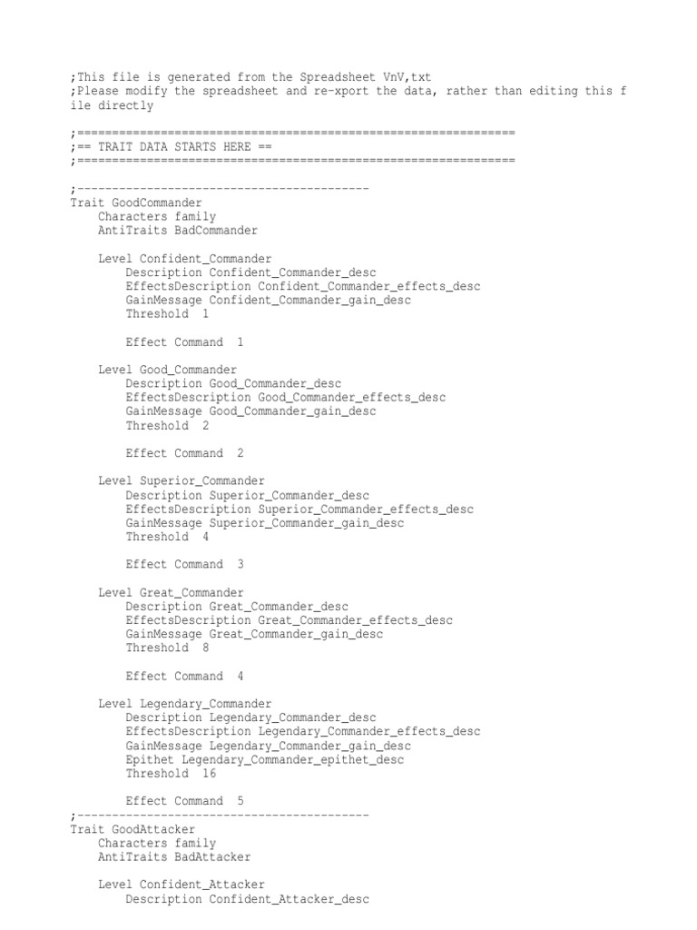 Export Descr Character Traits | PDF