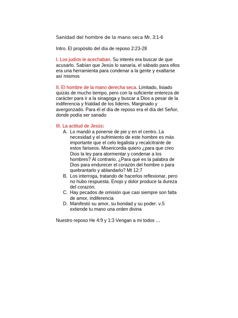 Sanidad Del Hombre de La Manos Seca | PDF
