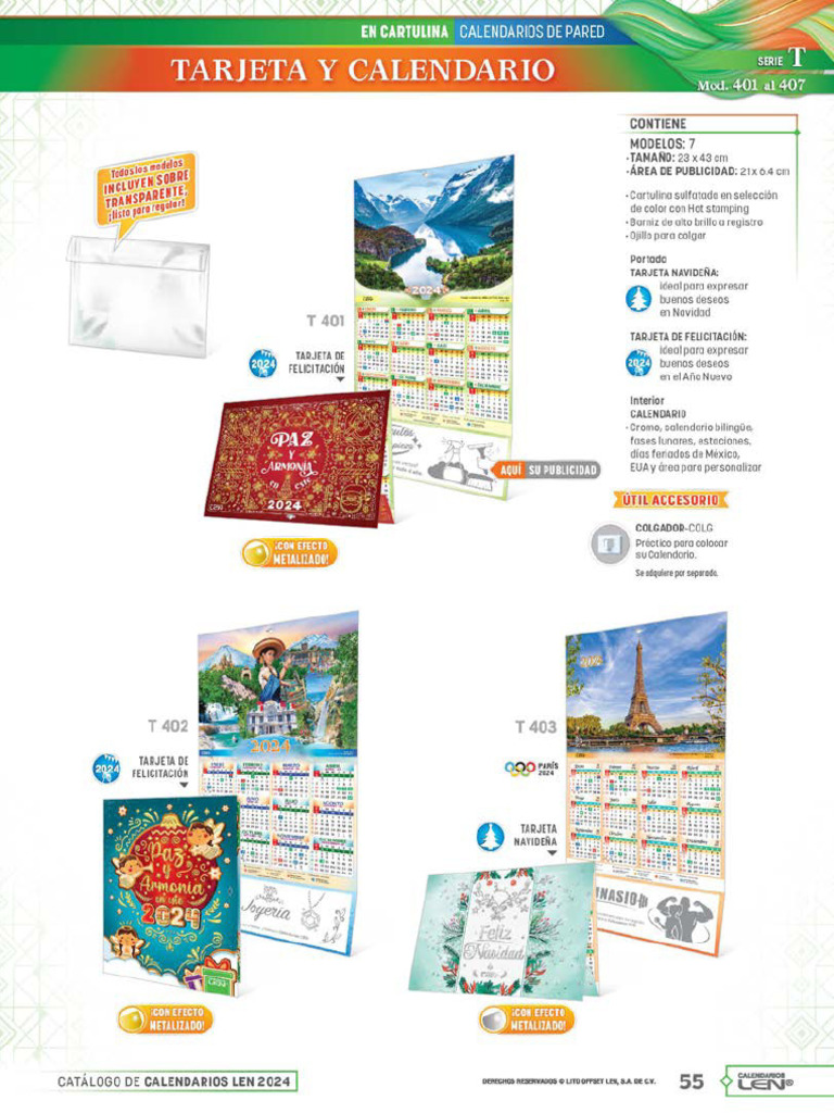 Catalogo Calendario Tarjeta | PDF