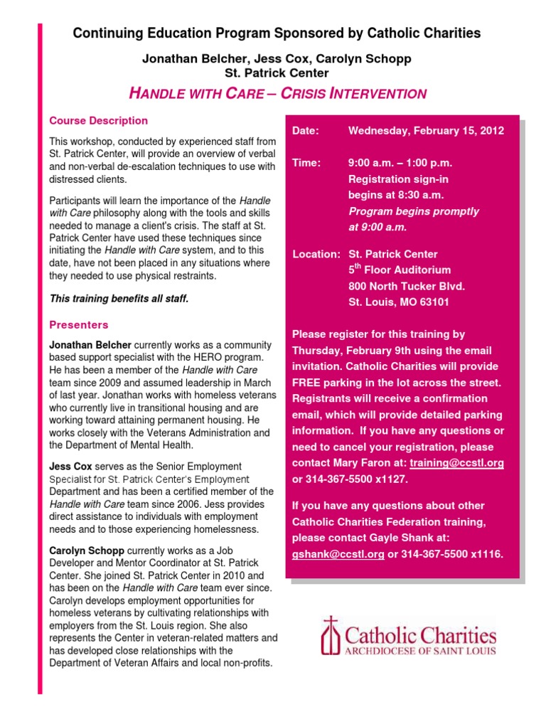 Handle With Care Training Flier_2-15-12 | Homelessness | Veteran