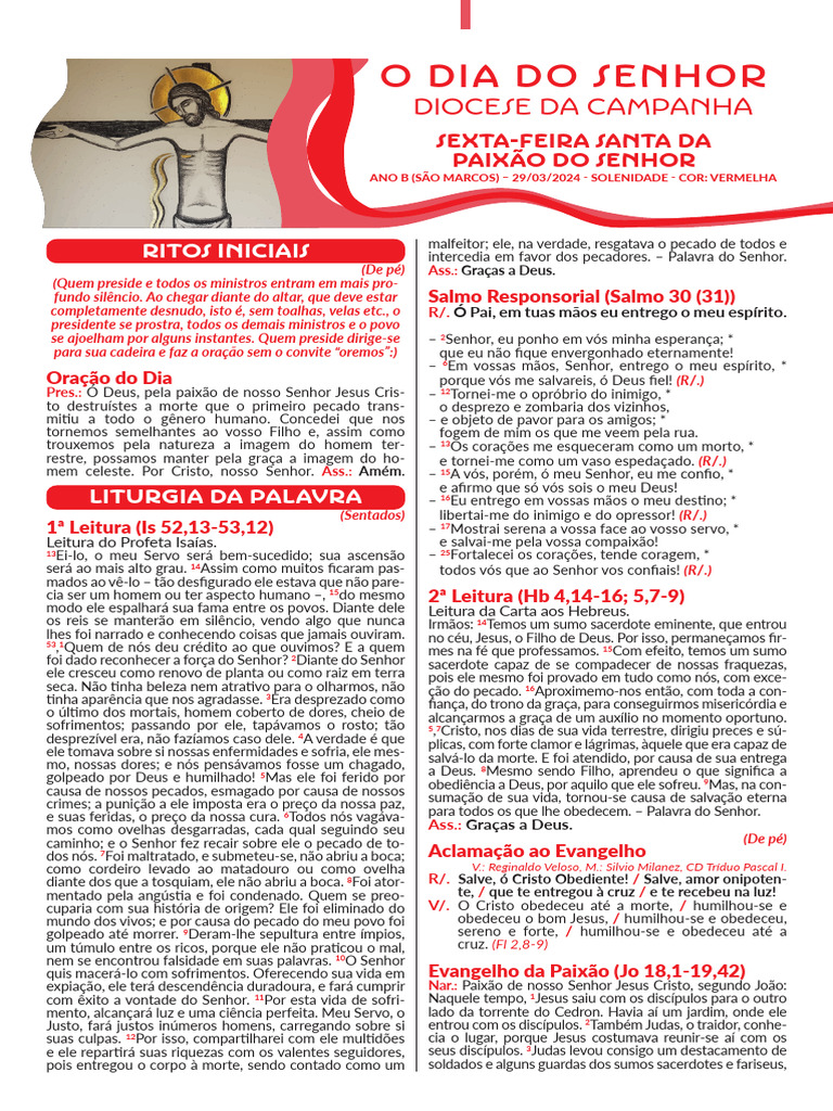 Solene Acao Liturica Paixao Ano B 29-03-2024 | PDF