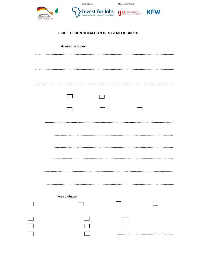 Fiche D'identification - Bénéficiaire - 160222 | PDF