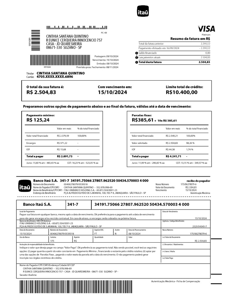 Fatura Itau 2024-10 | PDF