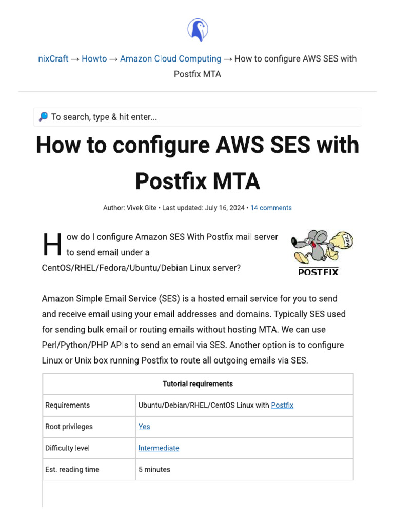 How to configure AWS SES with Postfix MTA | PDF