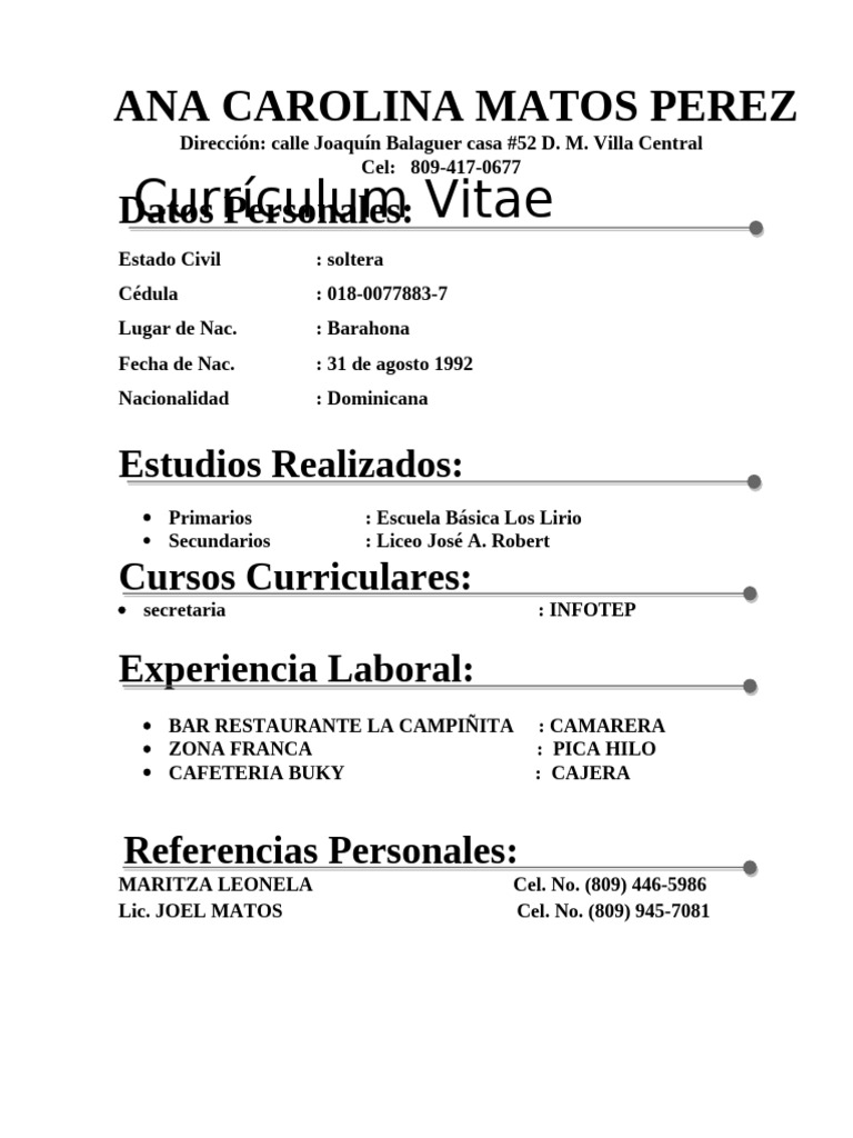 Curriculum Ana Carolina | PDF