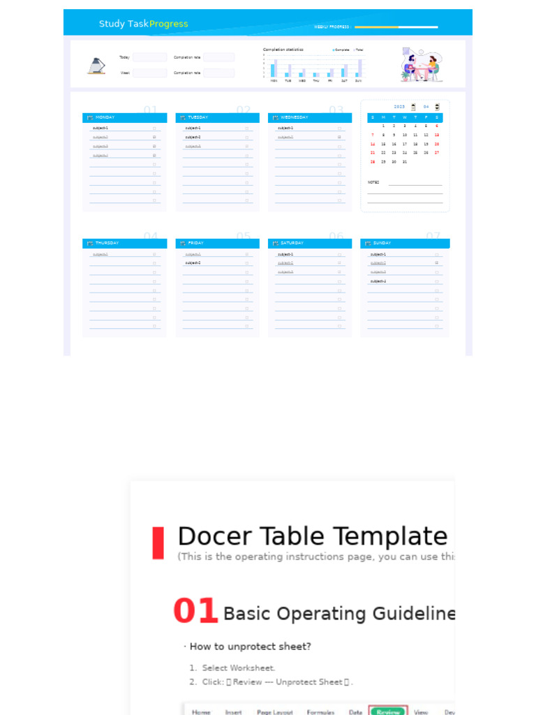 Study Task Progress Template2 | PDF