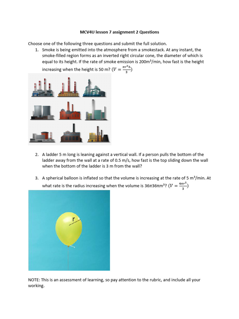 MCV4U Lesson 7 Assignment 2 Practice Material | PDF