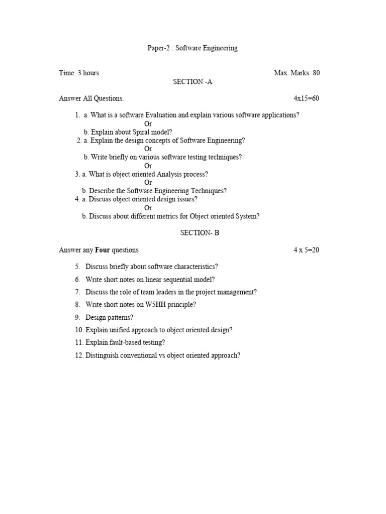 Software Engineering Exam Guide | PDF | Technology & Engineering