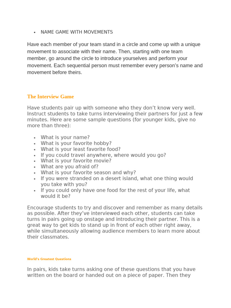 Drama Ice Breakers | PDF