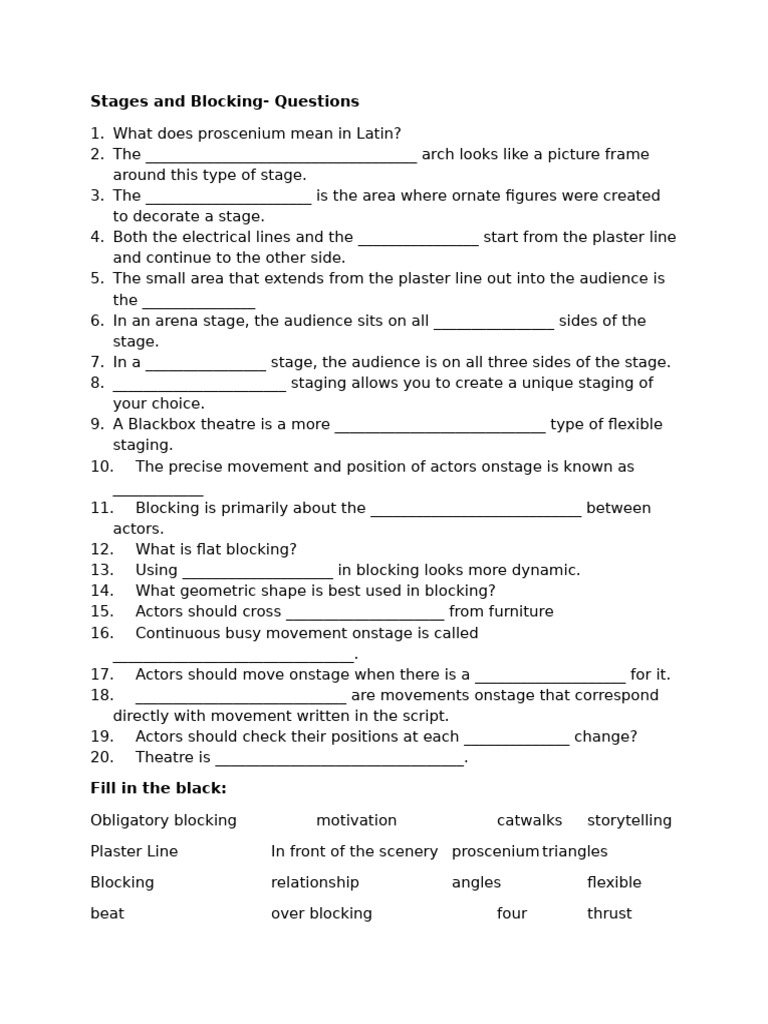 Stages and Blocking | PDF