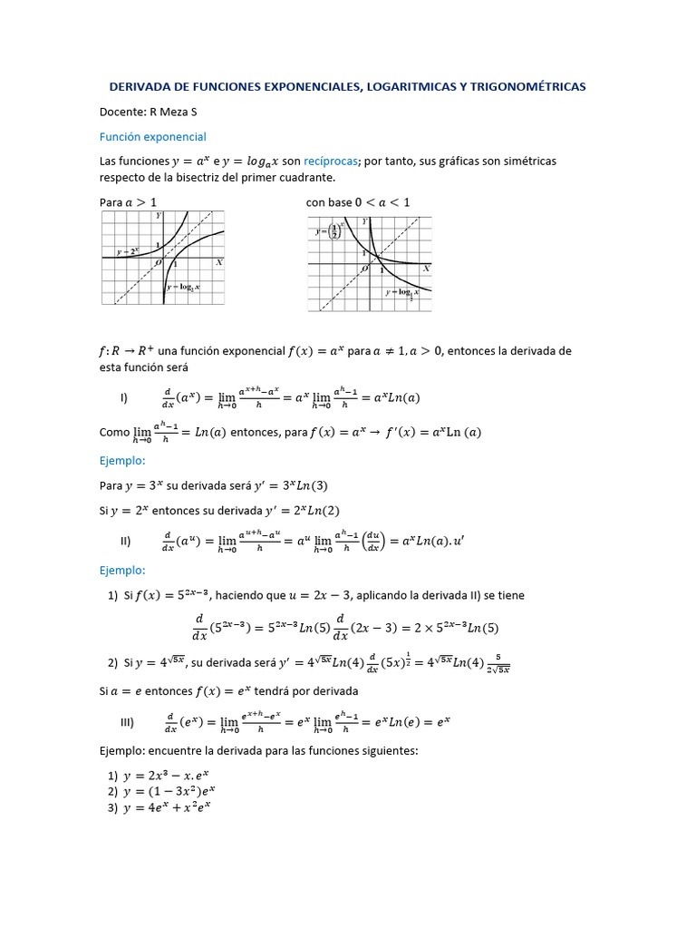 Derivada de Funciones Exponenciales | PDF