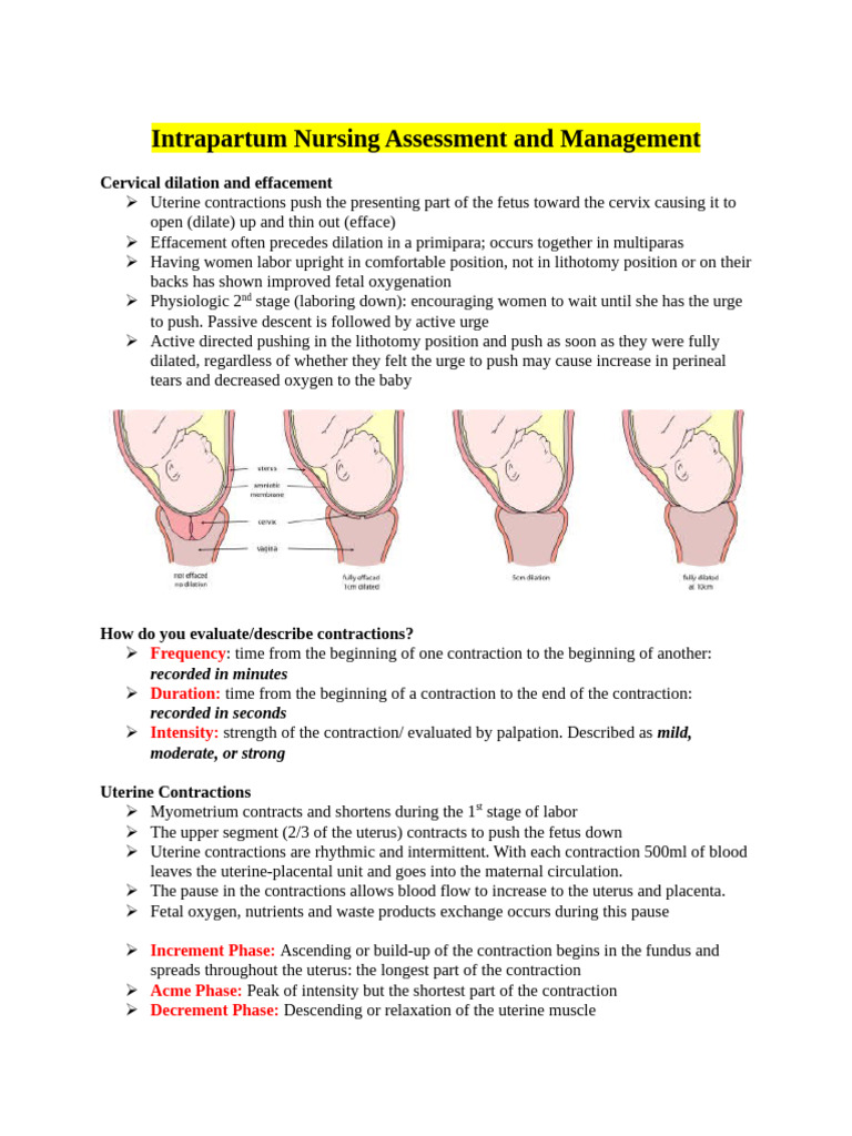 Intrapartum Nursing Assessment and Management | PDF