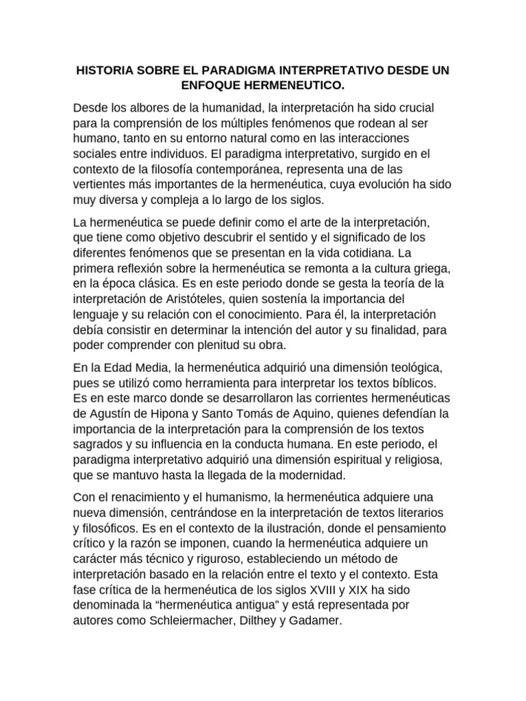 Paradigma Interpretativo. | PDF | Hermenéutica | Filosofía