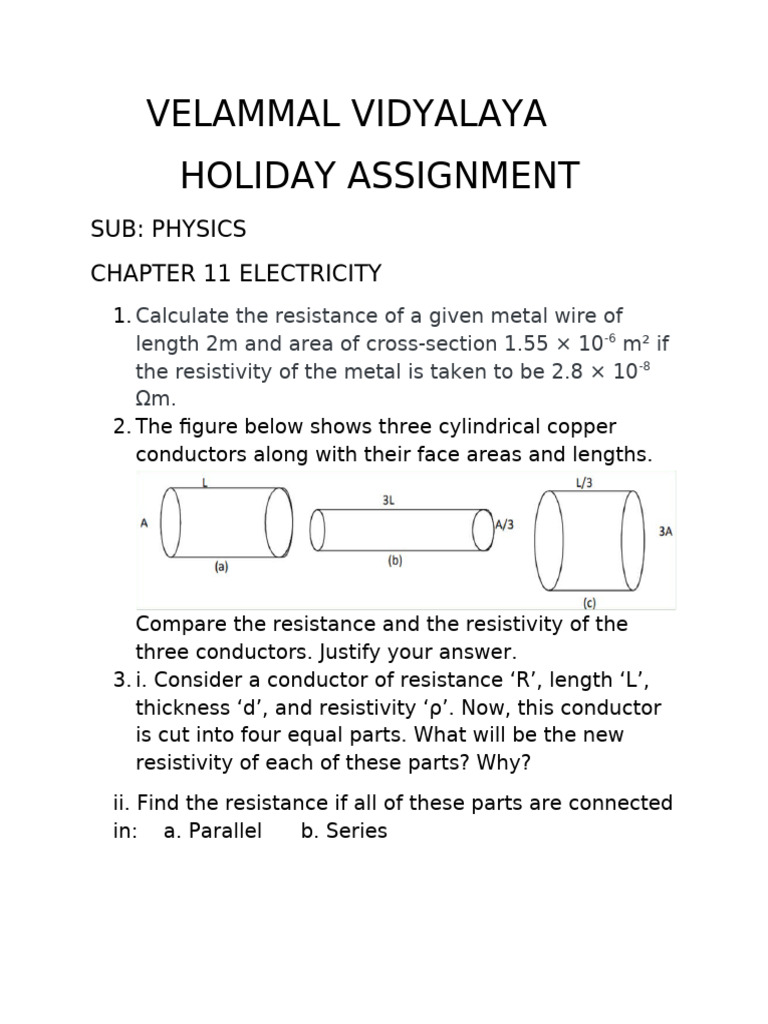 Holiday Assignment Physics | PDF