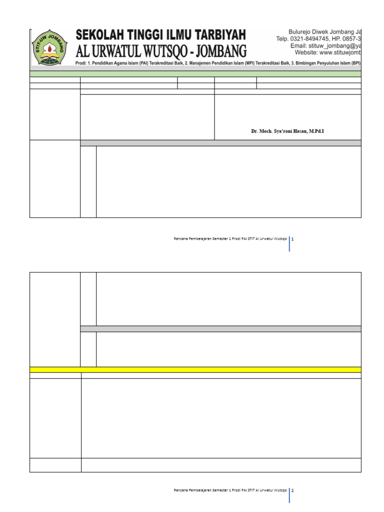 RPS PAI GANJIL - PERENCANAAN KELAS | PDF