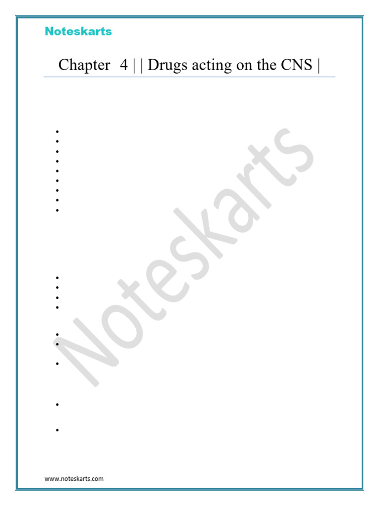 Chapter 4 Pharmacology Complete Notes by Noteskarts Acc To ER20 | PDF