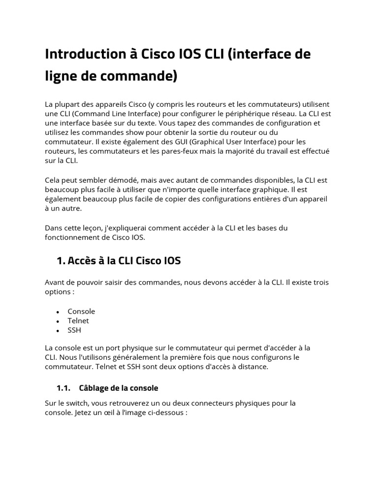 3 - Introduction À Cisco IOS CLI | PDF