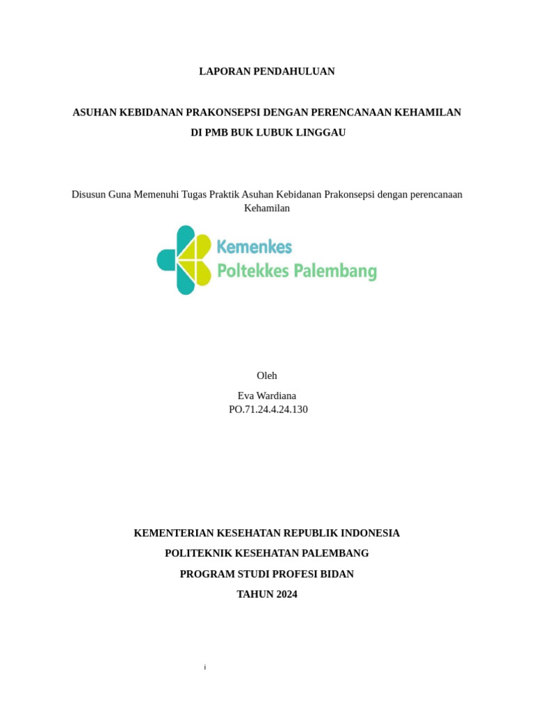 Laporan Pendahuluan Prakonsepsi | PDF