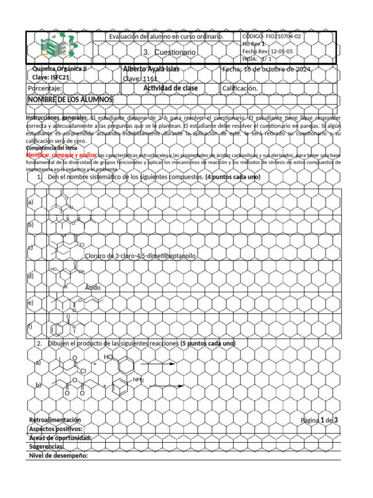3 Cuestionario | PDF | Science & Mathematics