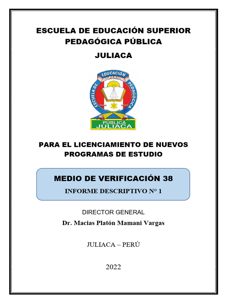 021 - CBC4 - MV38 - MV 38 Informe Descriptivo #1 Eesppj | PDF
