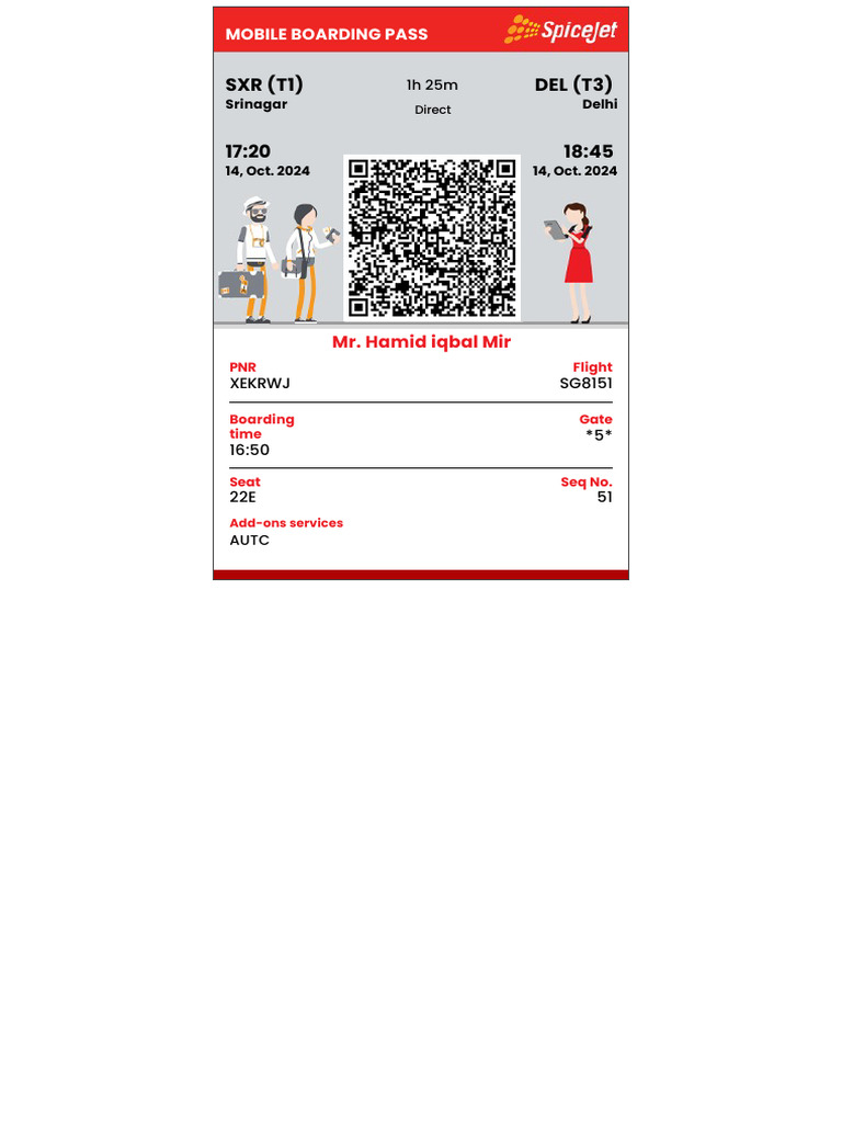 Mobile_Boarding_pass_PNR_XEKRWJ14_Oct_2024SrinagartoDelhiforMR.HAMIDIQBALMIR | PDF