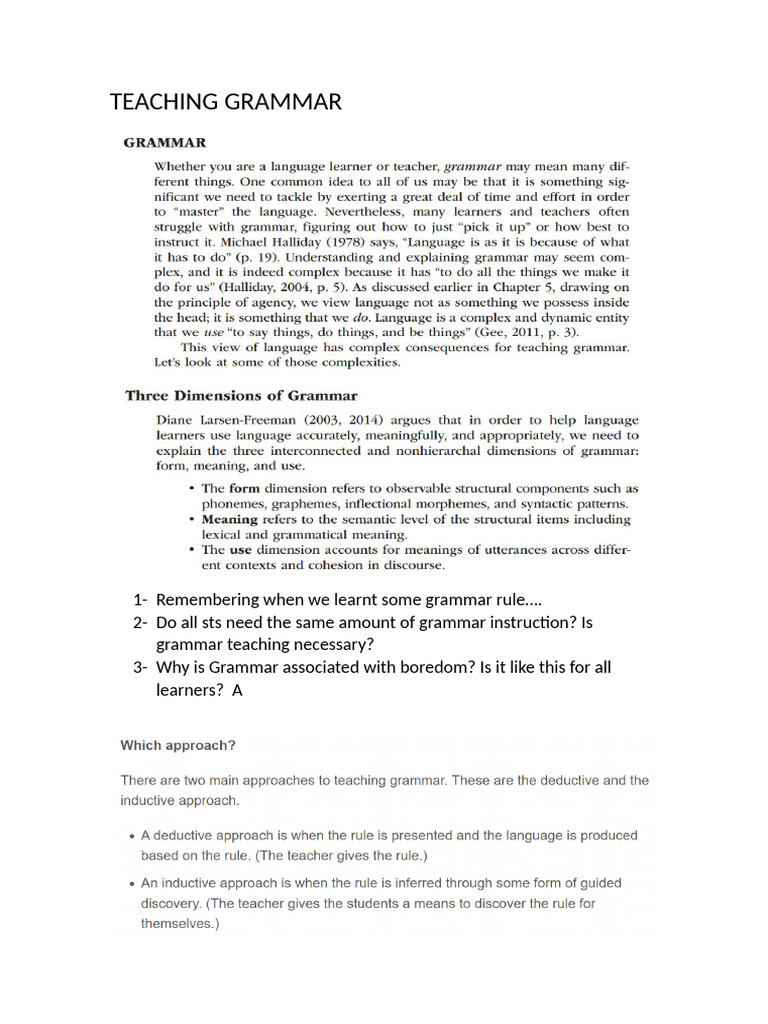 TEACHING GRAMMAR | PDF