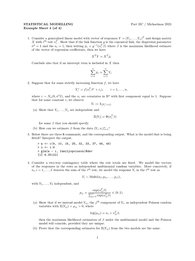 Example Sheet 4 | PDF