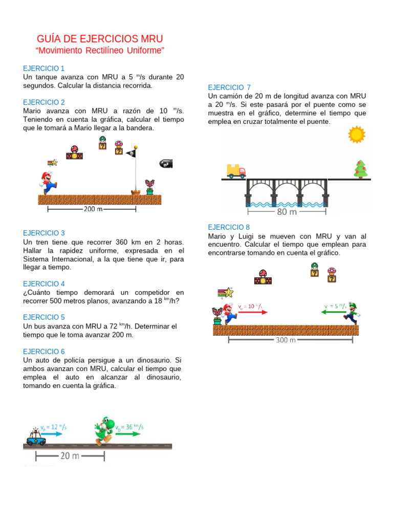 Ejercicios Sobre El Mru | PDF