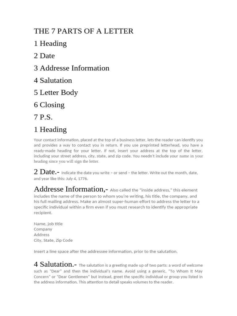 THE 7 PARTS OF A LETTER | PDF