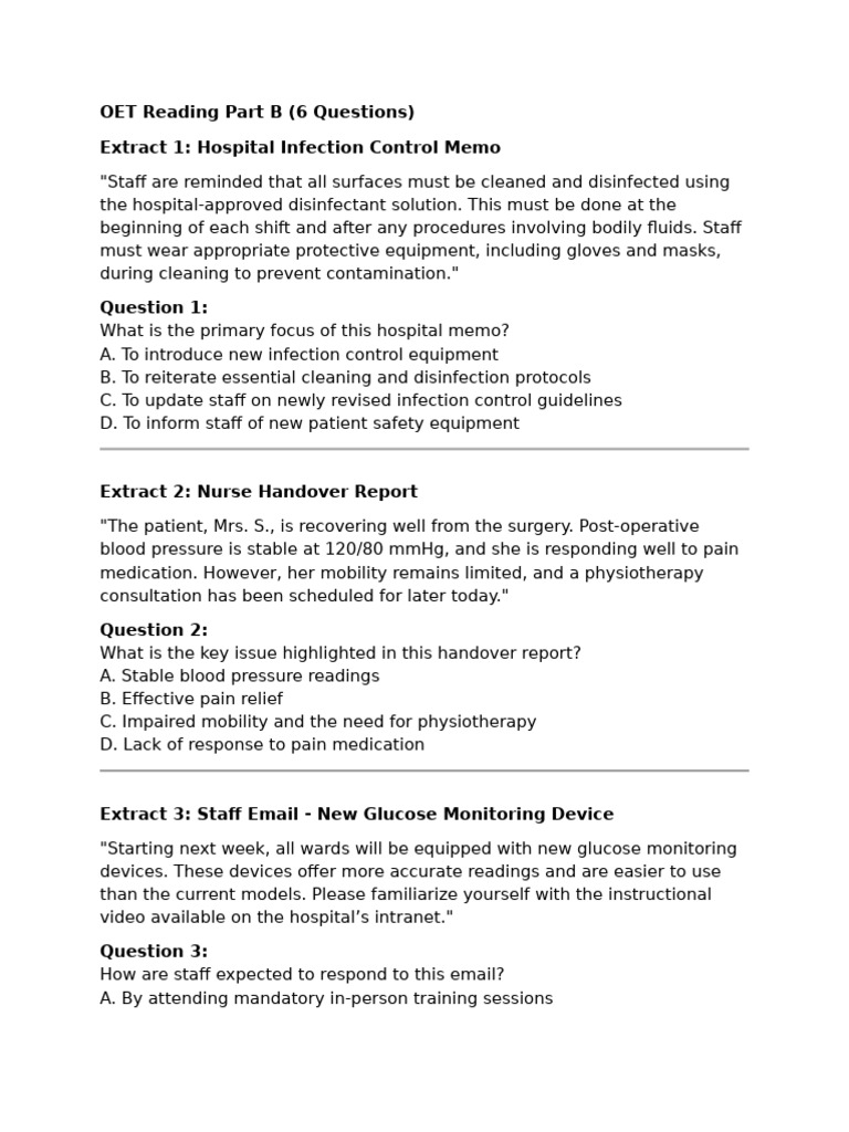 Mock 4 A - Part B & C | PDF | Pain Management | Self-Improvement