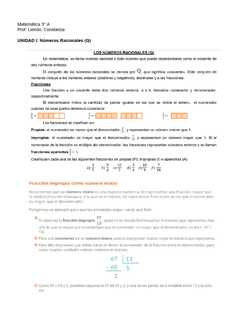 Cuadernillo Previa Matemática 3A | PDF