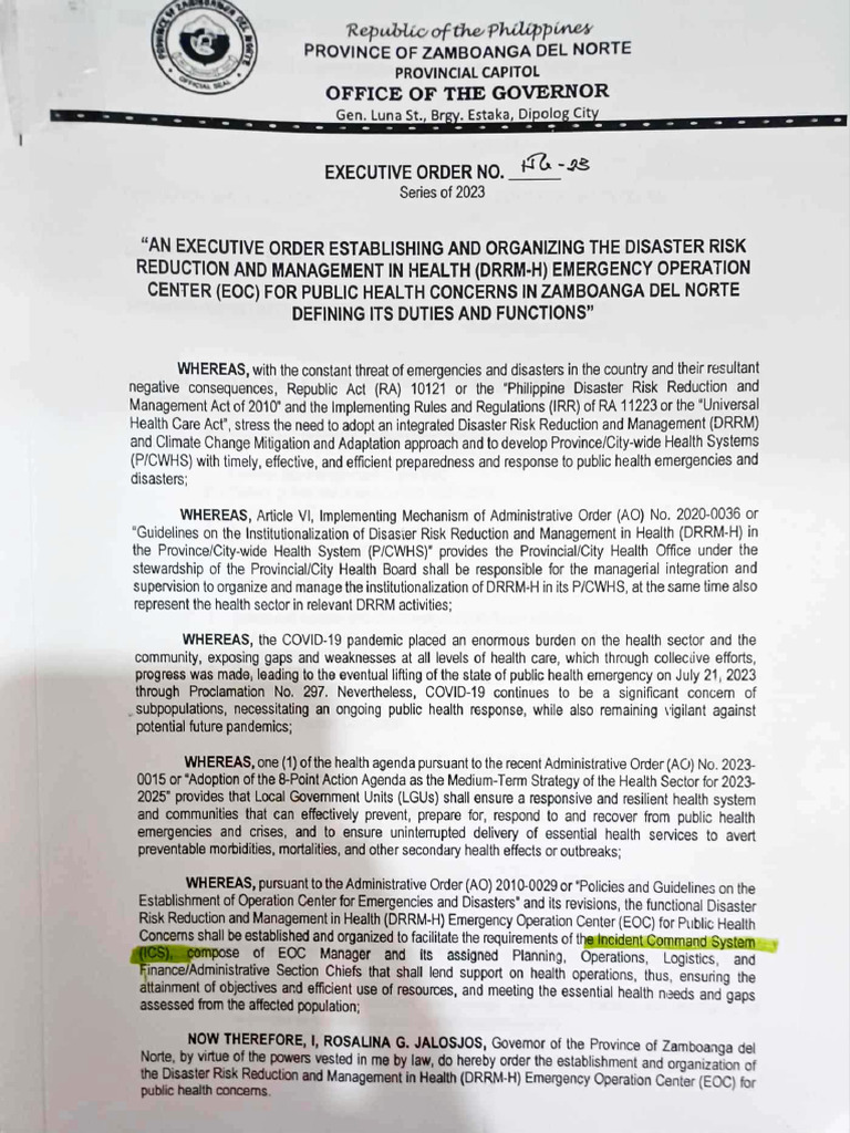 E.O EOC FOR PH CONCERN | PDF