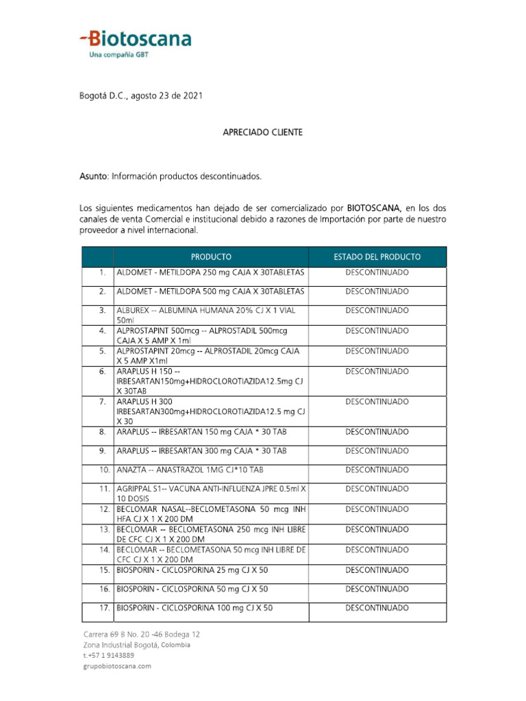Valganciclovir 450 Descontinuado Biotoscana | PDF