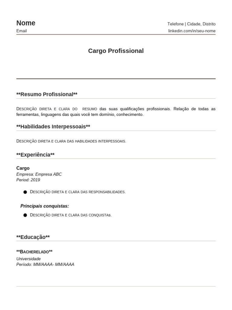 Modelo de Currículo ATS | PDF