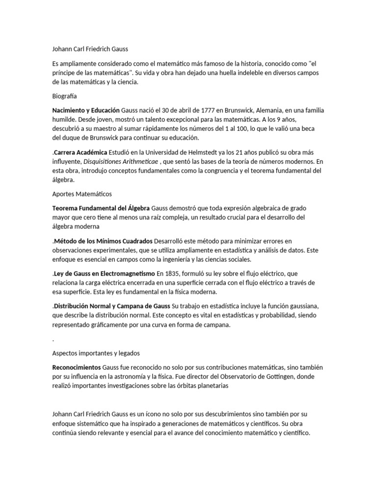 Johann Carl Friedrich Gauss | PDF