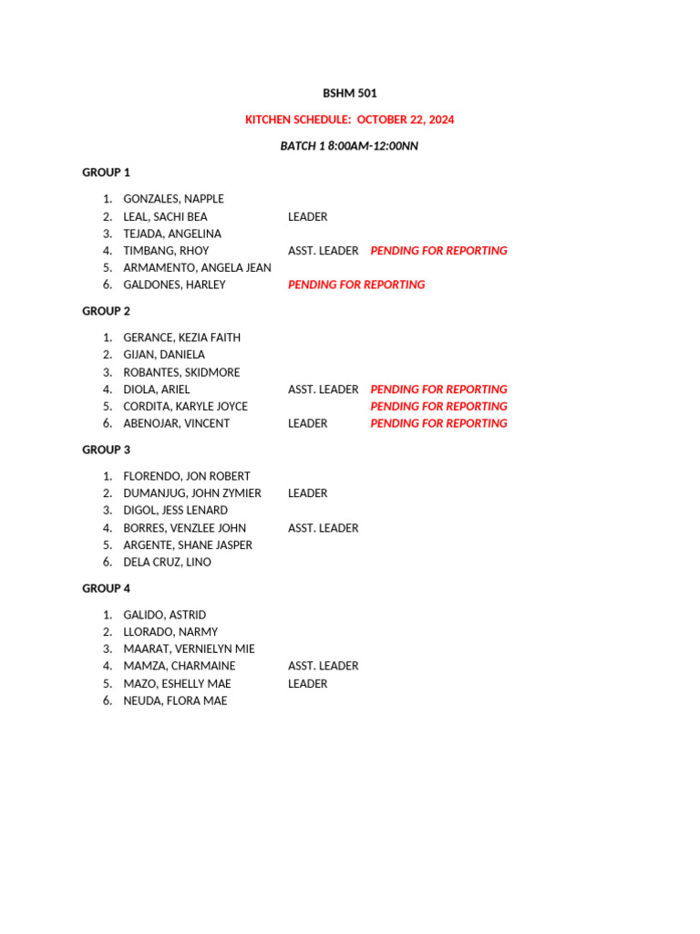 Midterm Groupings and Recipes | PDF