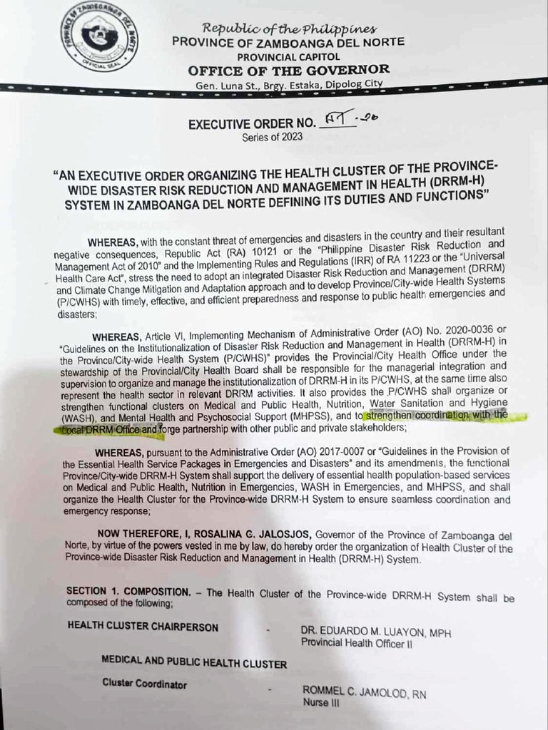 E.O Eoc Health Cluster | PDF