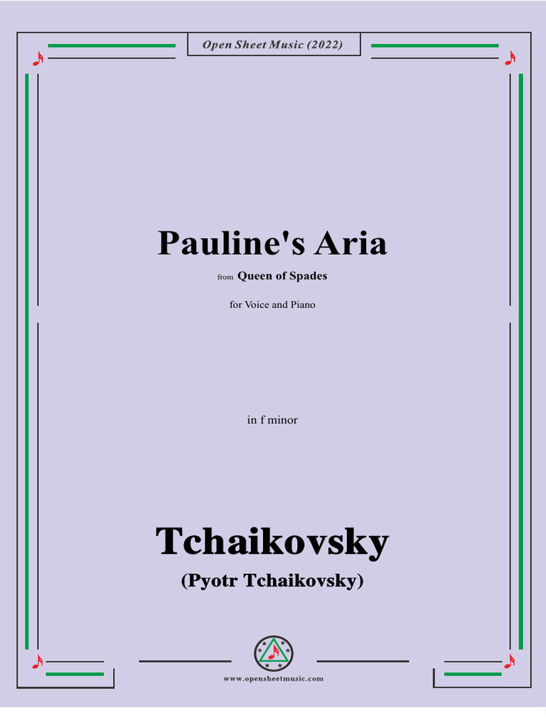 Tchaikovsky Paulines Ariafrom Queen of Spadesin F Minorfor Voice and Piano | PDF