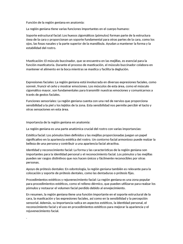 Función de La Región Geniana en Anatomía | PDF