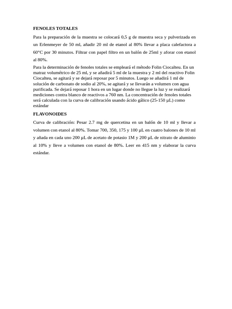 Fenoles Totales | PDF