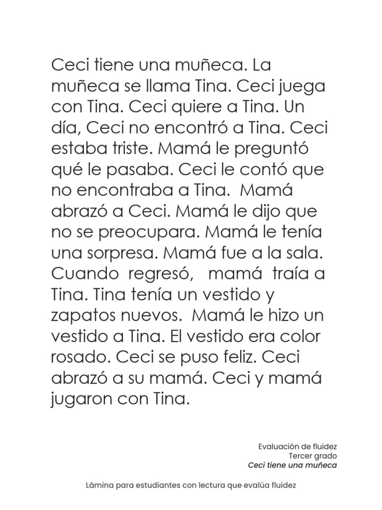Lamina Lectura para Fluidez TERCER GRADO | PDF