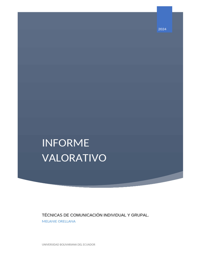 INFORME VALORATIVO M | PDF | Crecimiento personal y profesional