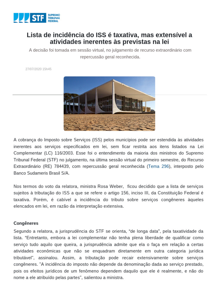 STF - Interpretacao Extensiva ISS PDF | PDF